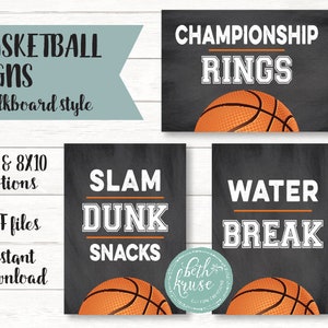 Basketball Party Signs: Custom Team Colors (PDF Files) - Etsy