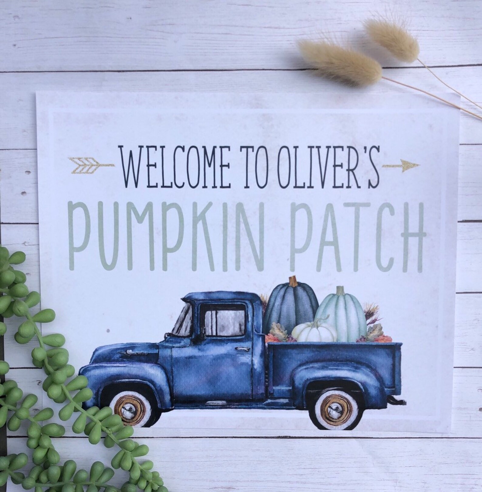 Pumpkin Patch Printable Welcome Sign Personalized blue - Etsy