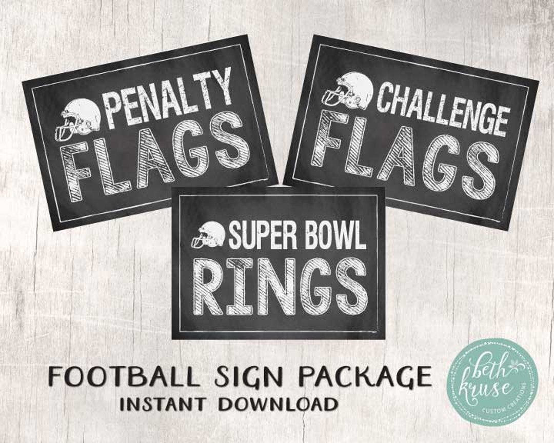 Football Party Signs: Penalty Flags, Rings, Challenge Flags (digital ...