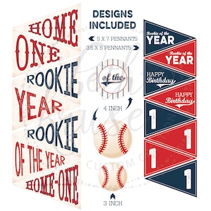 Baseball Pennant Centerpiece Printable PDF File - First Birthday ...