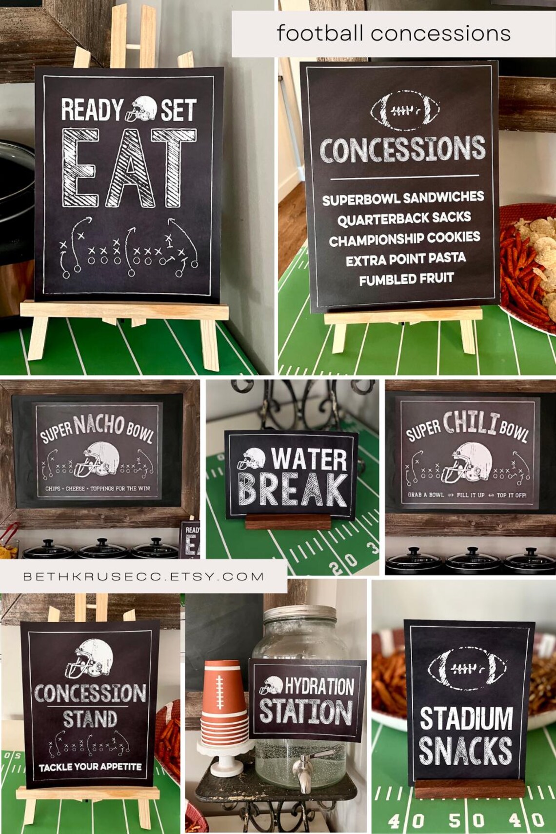 Football Concession Stand Sign: Chalkboard Style, Printable PDF (8x10 ...