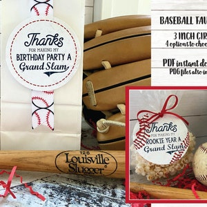 Baseball Favor Tags: Rookie Year, Grand Slam (PDF Printable) - Etsy