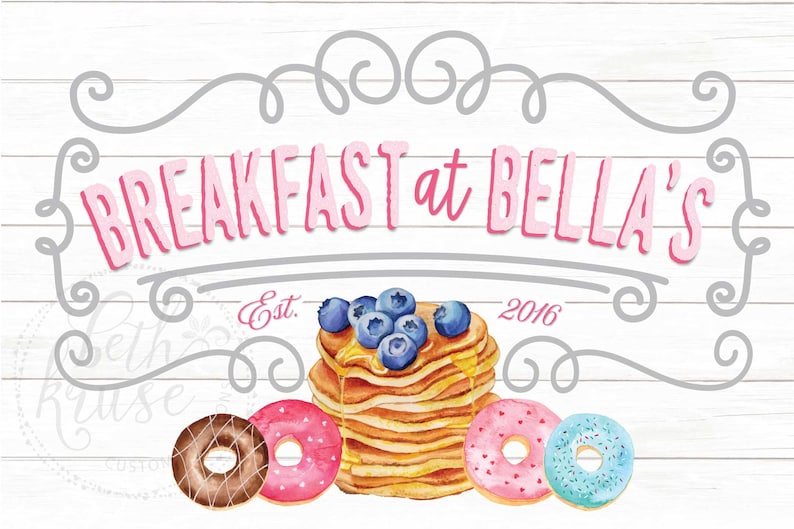 Breakfast Party Backdrop Personalized Cafe Sign Printable | Etsy