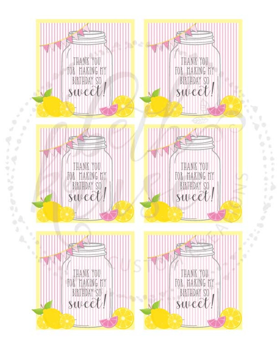 Lemonade Favor Tags INSTANT DOWNLOAD Lemon Printable File - Etsy