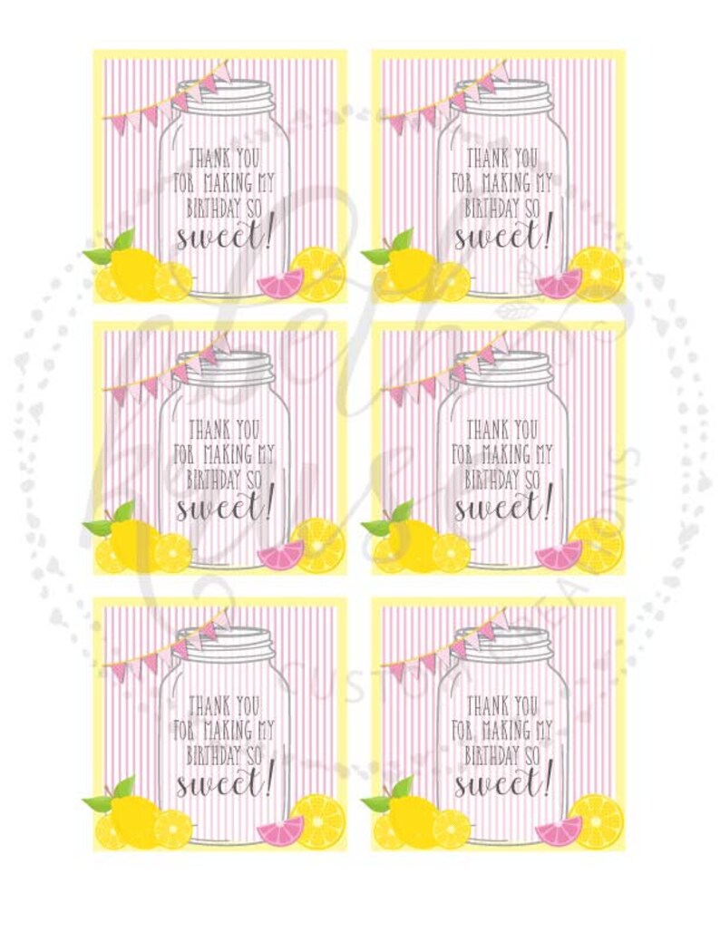 Lemonade Favor Tags INSTANT DOWNLOAD Lemon Printable File - Etsy