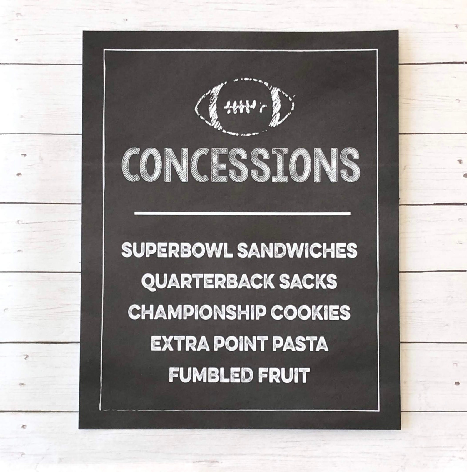 Football Printable Concessions Sign Chalkboard Style | Etsy