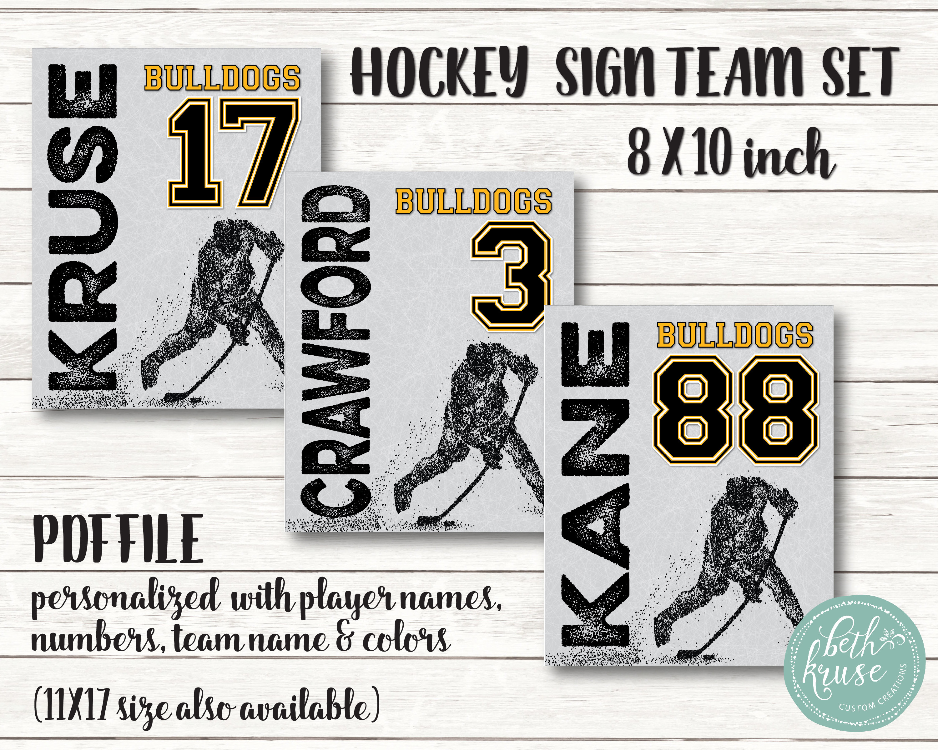 Personalized Hockey Team Signs: Custom Colors, Player Name (PDF) - Etsy