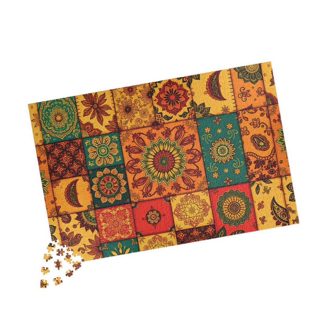 Bohemian Patchwork Jigsaw Puzzle: 1014-piece Family Fun - Etsy