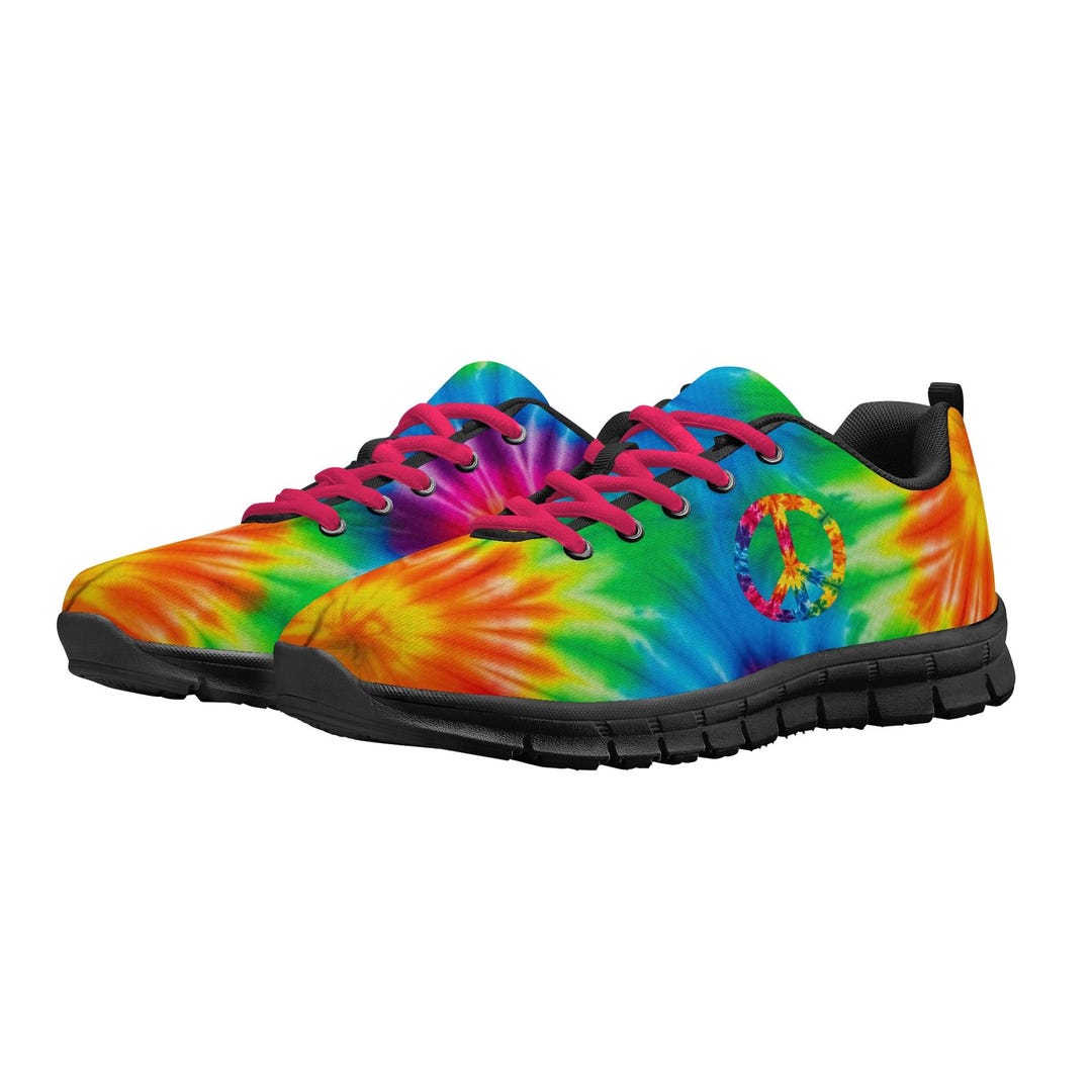 Custom Colorful Tie-dye Running Shoes – Personalized Name & Image ...