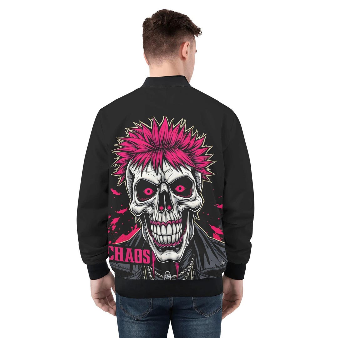 Personalized Punk Skull Bomber Jacket: Customizable Streetwear - Etsy