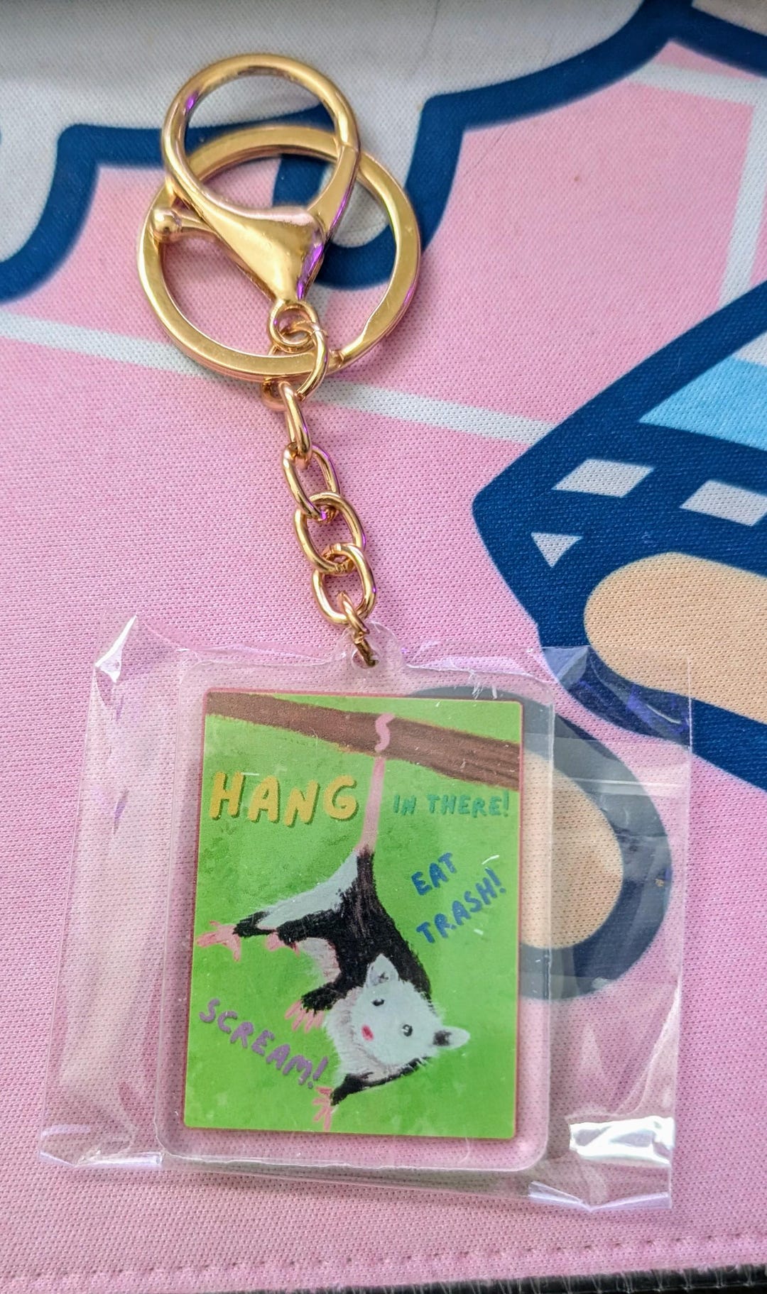 Keychain | Hang in There 'possum | Hand-drawn Art - Etsy