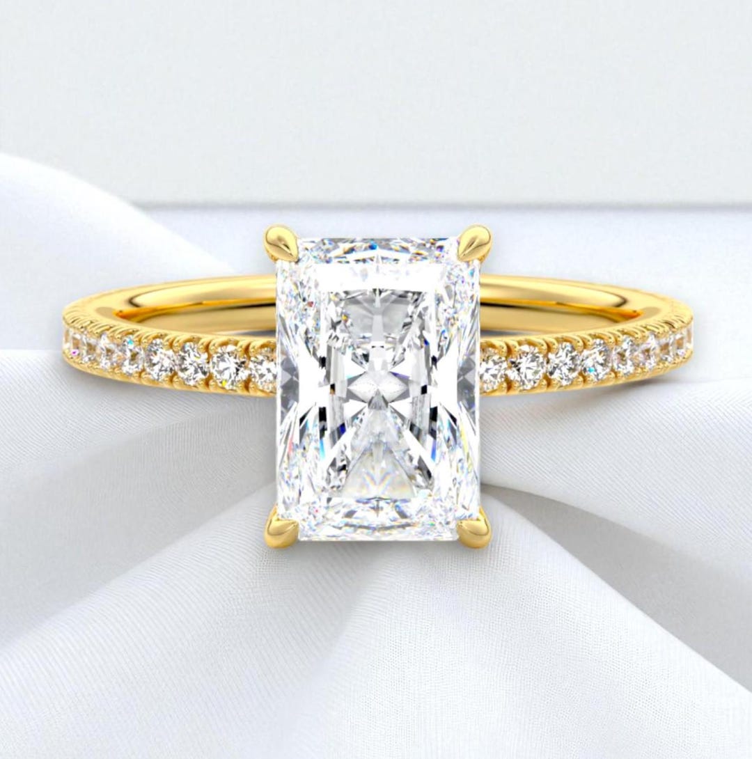 Lab Grown Diamond Ring , 4 CT Radiant Cut Lab Diamond Engagement Ring ...