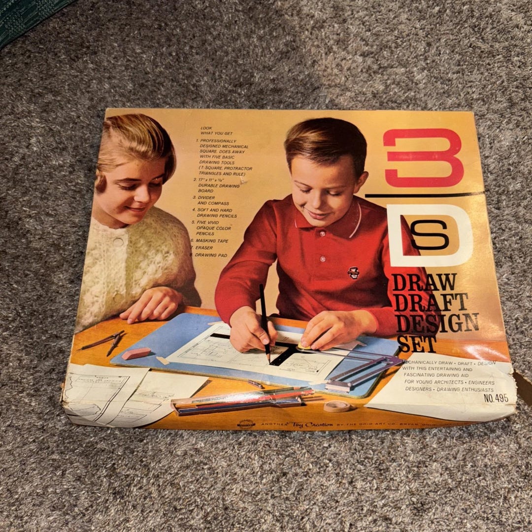 Draw Draft Design Set Vintage by Toy Creation Ohio Art 3 Ds 495 - Etsy