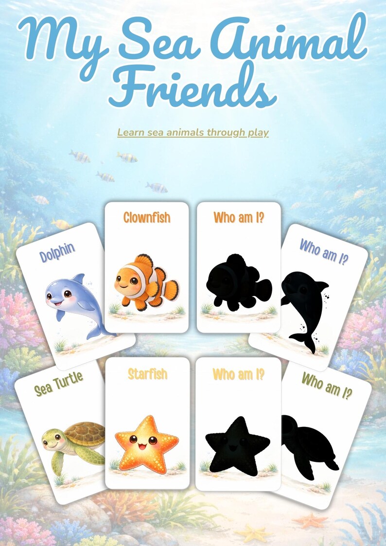 My Sea Animal Friends – Ocean Animals Educational Cards (printable PDF ...