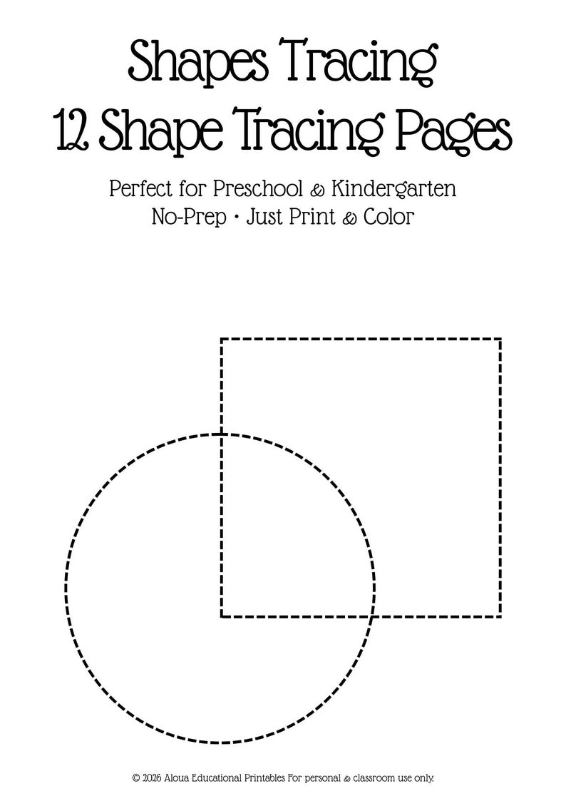 Shape Tracing Pages – 12 Printable Preschool Worksheets – Fine Motor ...
