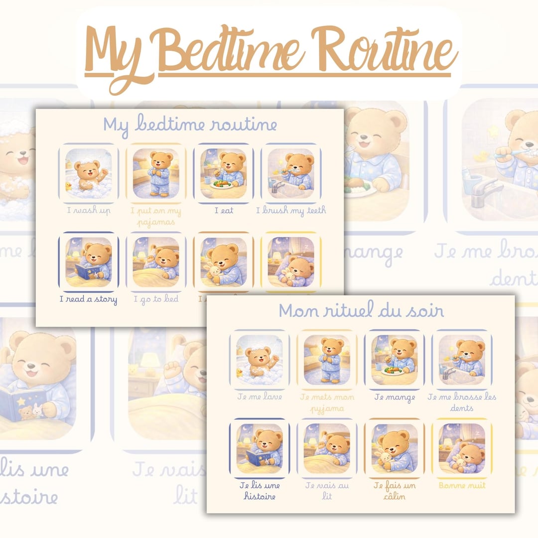 Bedtime Routine – Visual Schedule for Kids (ages 2–6) - Etsy