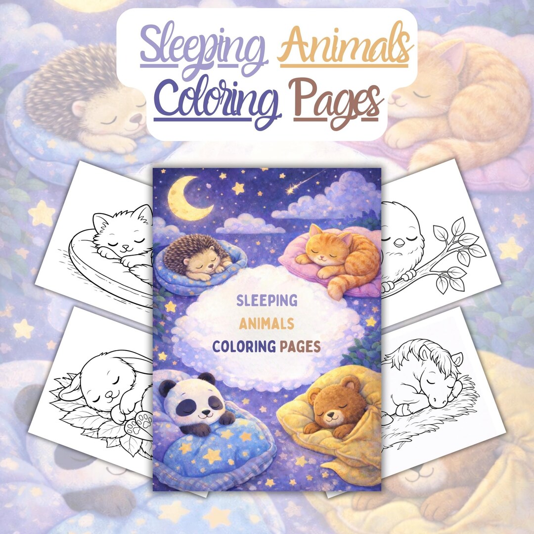 Sleeping Animals Coloring Pages / Calm and Gentle Coloring Pages for ...