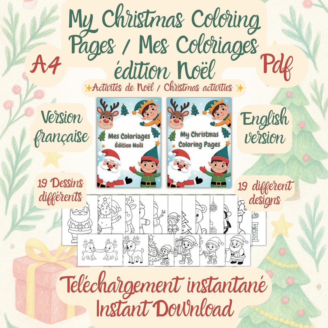 Christmas Coloring Pages for Kids – A4 PDF – Christmas Activities ...