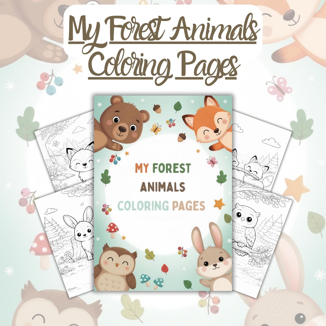 Forest Animals Coloring Pages for Kids / Printable Coloring Book – 20 ...
