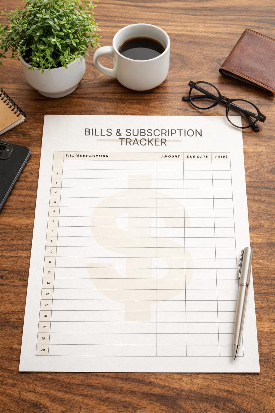 Bills & Subscriptions Tracker Printable PDF | Simple Bill Payment ...