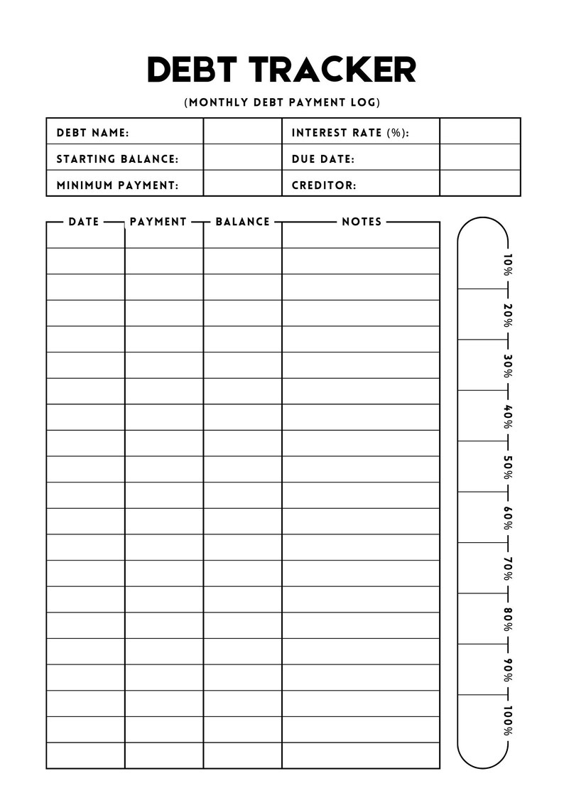 Debt Payment Tracker Printable | Monthly Debt Tracker PDF | Simple Debt ...