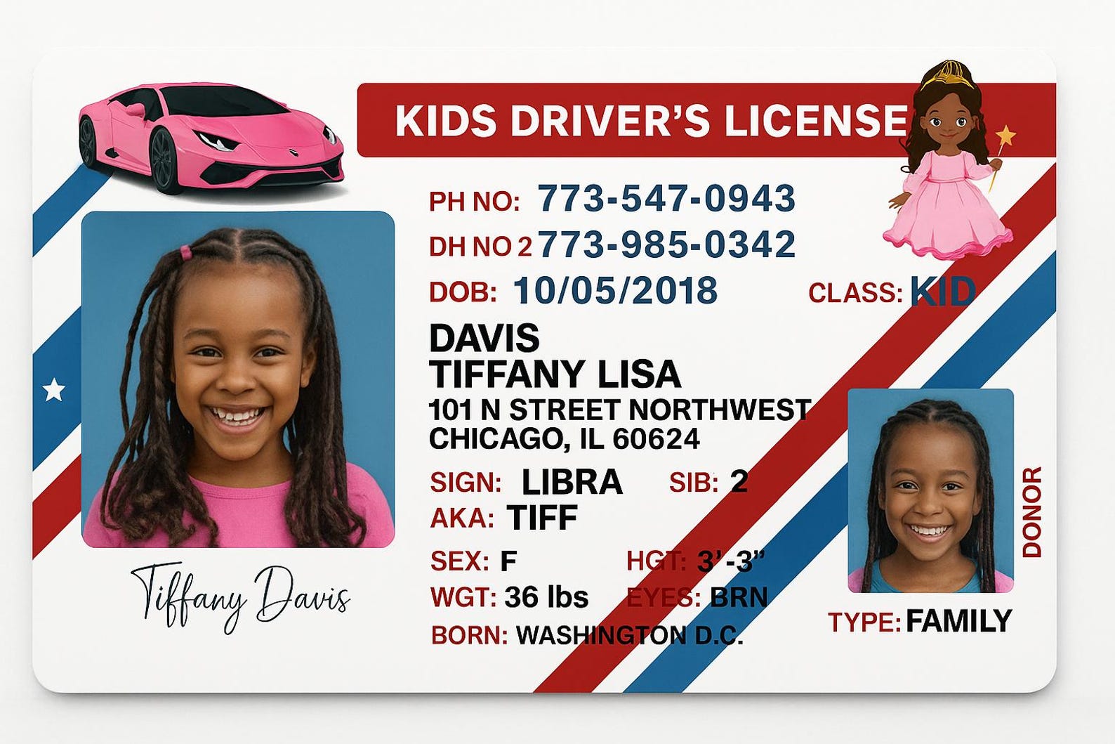 Custom Kids Driver License – Personalized Pretend Play ID (digital File ...
