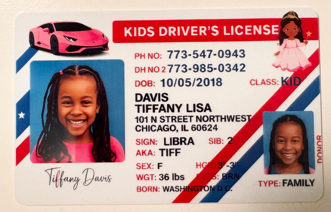 Custom Kids Driver’s License – Fun & Personalized ID Card | Princess ...