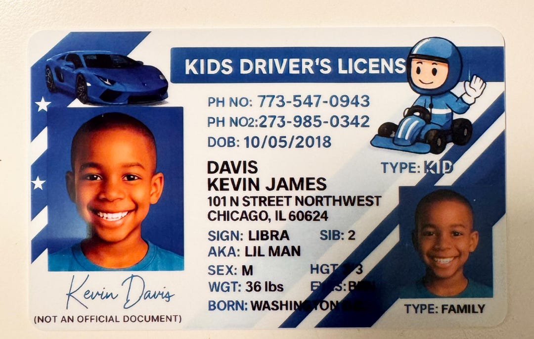 Personalized Kids Driver’s License – Custom Child ID Card for Fun ...