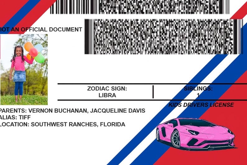 Custom Kids Driver License – Personalized Pretend Play ID (digital File ...