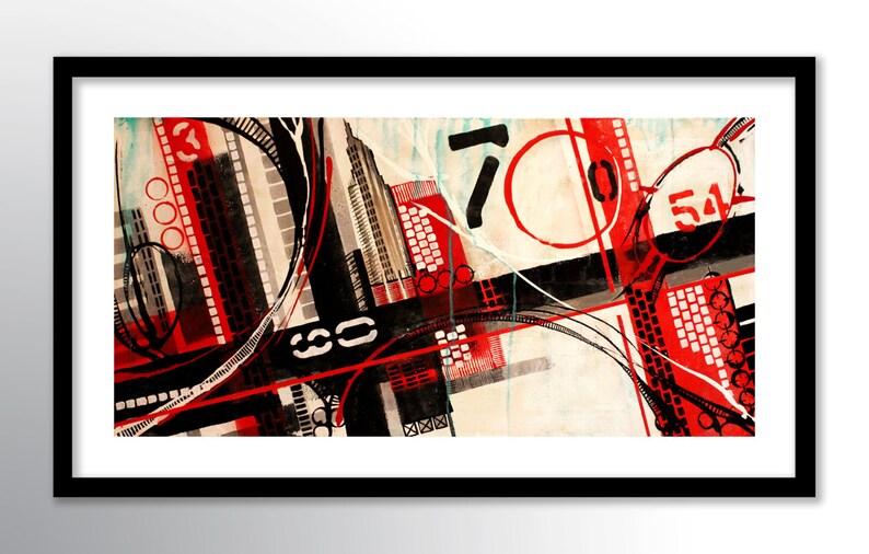 11x17 PRINT Abstract Painting on Glossy Cover Stock, Wall Art, Red ...