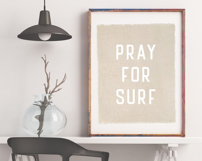 Pray for Surf Canvas Tapestry Flag, Beach Wall Decor, Living Room Wall ...