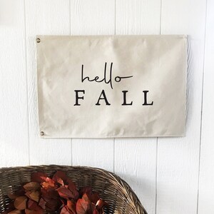 Hello Fall Sign, Fall Wall Decor, Fabric Wall Hanging, Canvas Banner ...