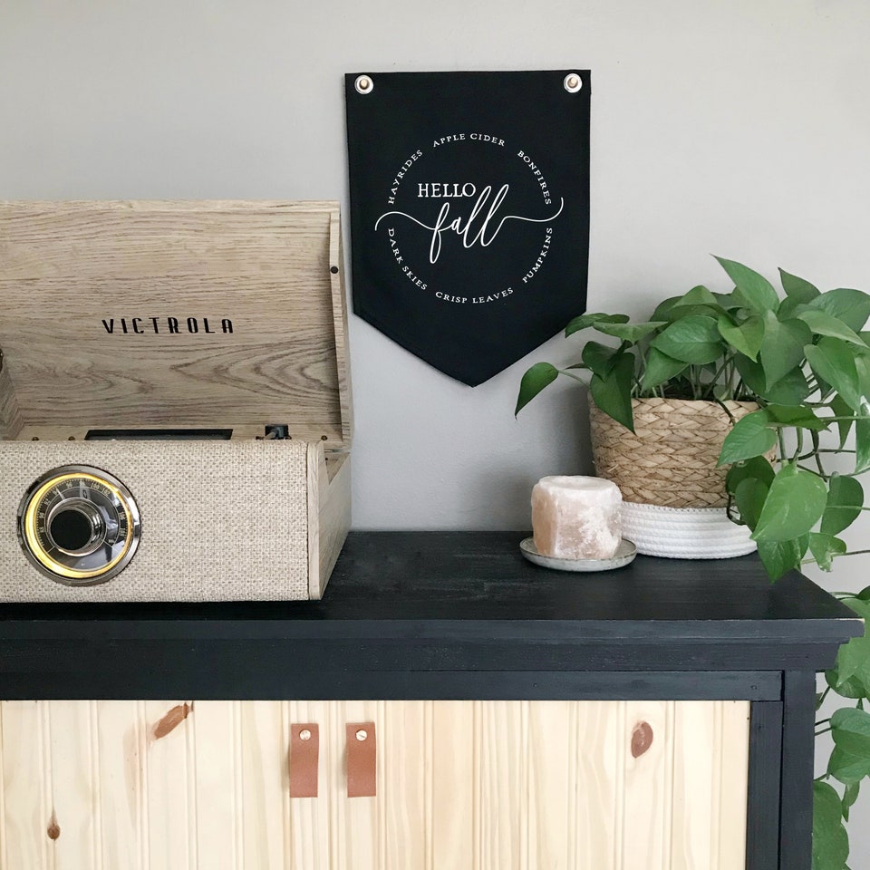 Fall Wall Art Decor, Hello Fall Pennant Flag, Hanging Canvas Banner ...