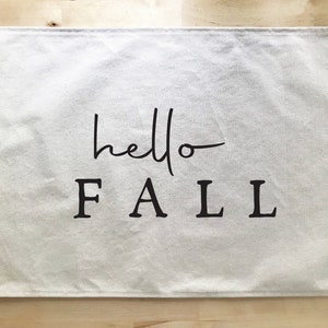 Hello Fall Sign, Fall Wall Decor, Fabric Wall Hanging, Canvas Banner ...