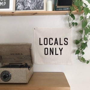 Locals Only Wall Flag Tapestry, Boho Beach Wall Decor, Linen Banner ...