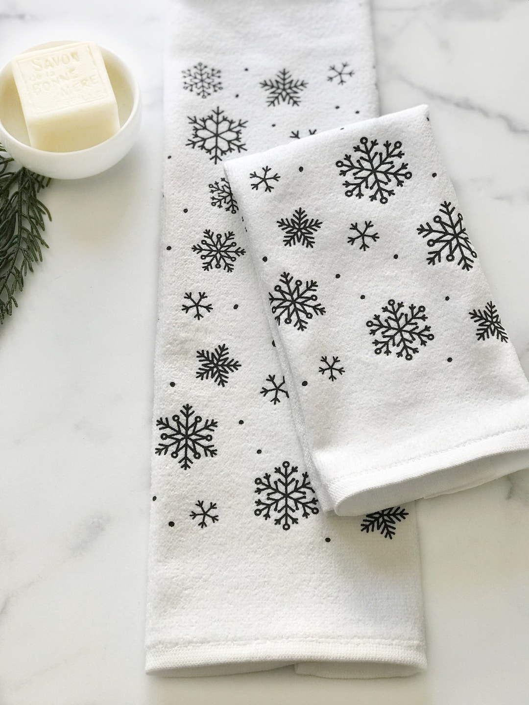 Bathroom Hand Towel Set Christmas Home Decor, Small Snowflake Fingertip ...