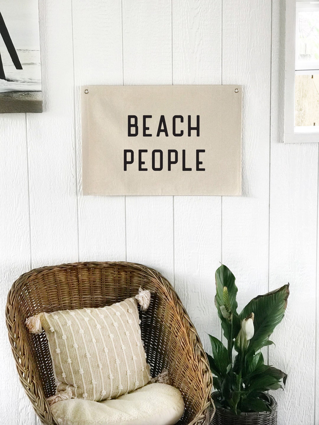 Beach Wall Decor Beach People Flag, Wall Art Hanging Pennant Banner ...