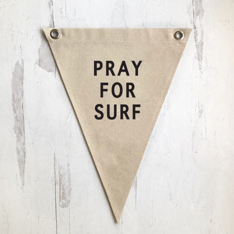 Pennant Flag Beach Wall Decor, Pray for Surf Wall Art Banner, Coastal ...