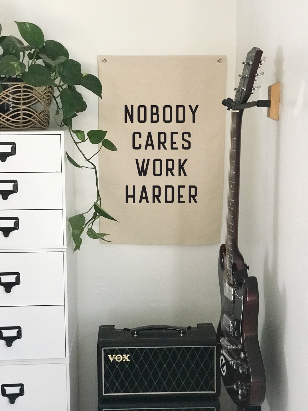 Nobody Cares Work Harder Hanging Canvas Banner, Large Wall Flag ...