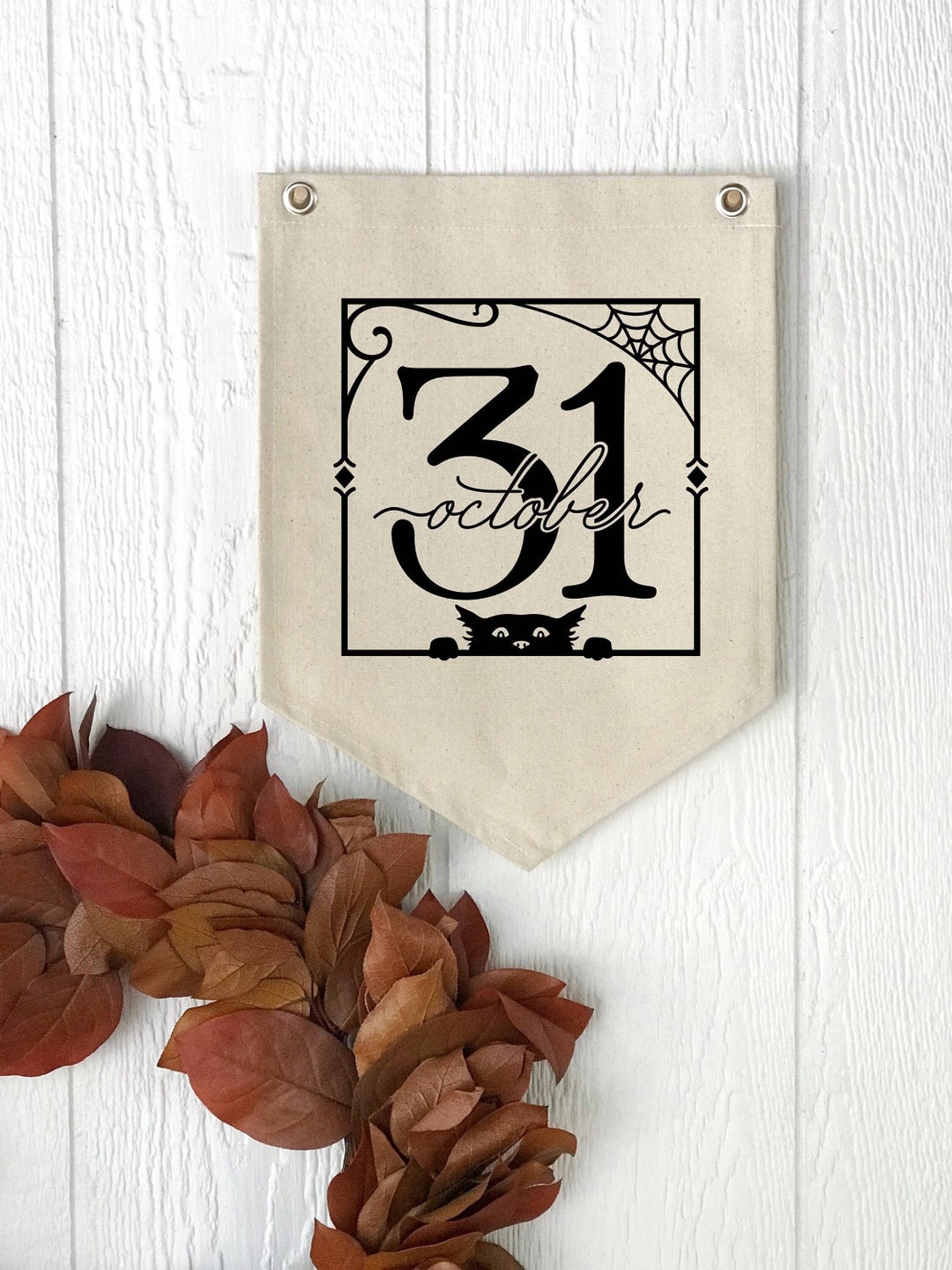 Halloween Wall Decor, October 31 Hanging Canvas Pennant Banner Flag ...