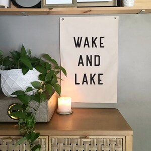 Wake and Lake Canvas Flag, Lake House Wall Decor, Coastal Wall Art ...