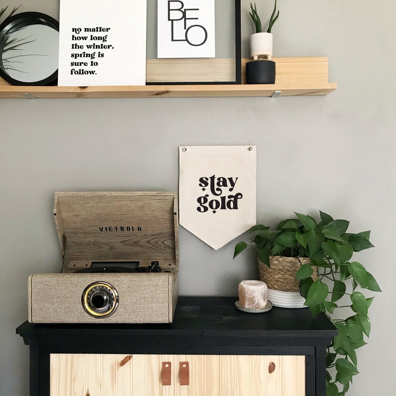 Stay Gold Hanging Canvas Sign Home Office Pennant Flag Wall - Etsy