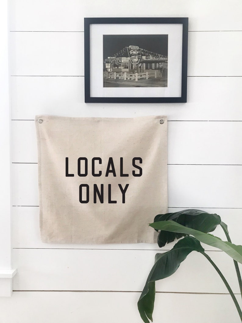 Locals Only Wall Flag Tapestry, Boho Beach Wall Decor, Linen Banner ...
