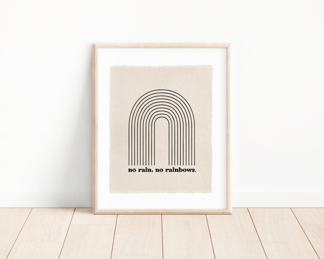 No Rain No Rainbows Canvas Flag, Spring Quote Wall Art, Living Room ...