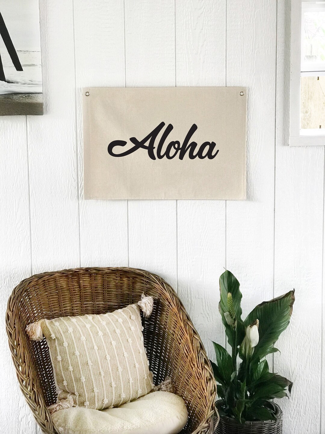 Aloha Flag Beach Wall Decor, Surf Wall Art Banner, Coastal Hawaiian ...