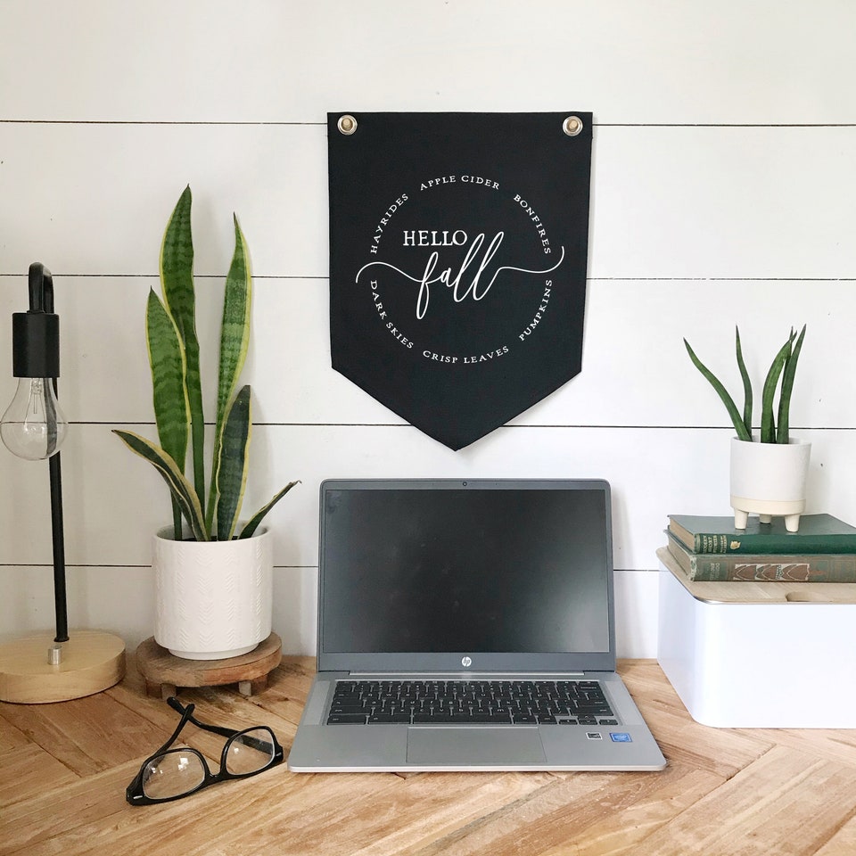 Fall Wall Art Decor, Hello Fall Pennant Flag, Hanging Canvas Banner ...
