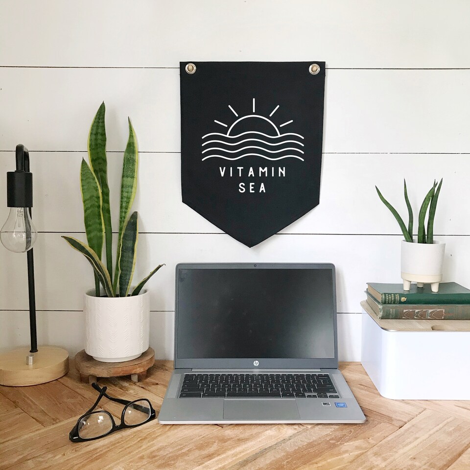 Pennant Flag Beach Wall Decor, Vitamin Sea Wall Art Banner, Coastal ...