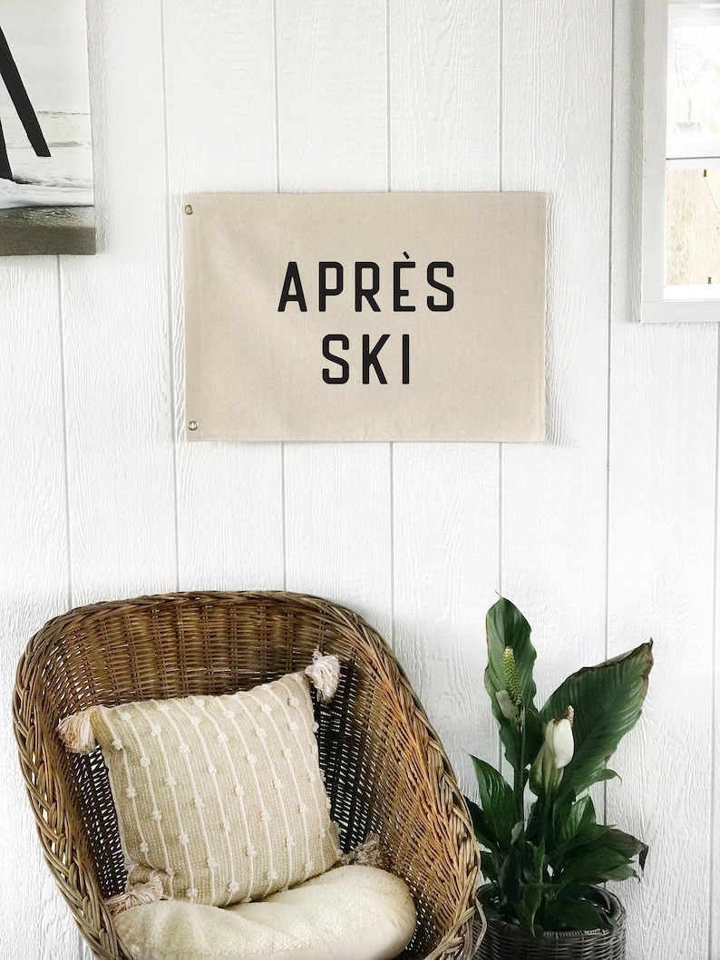 Apres Ski Sign Winter Wall Flag Hanging Canvas Banner - Etsy