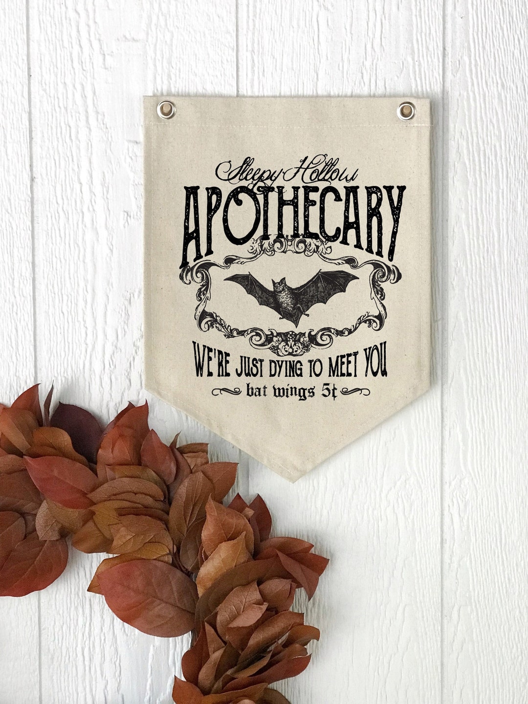 Sleepy Hollow Sign, Halloween Wall Decor, Hanging Canvas Pennant Banner ...