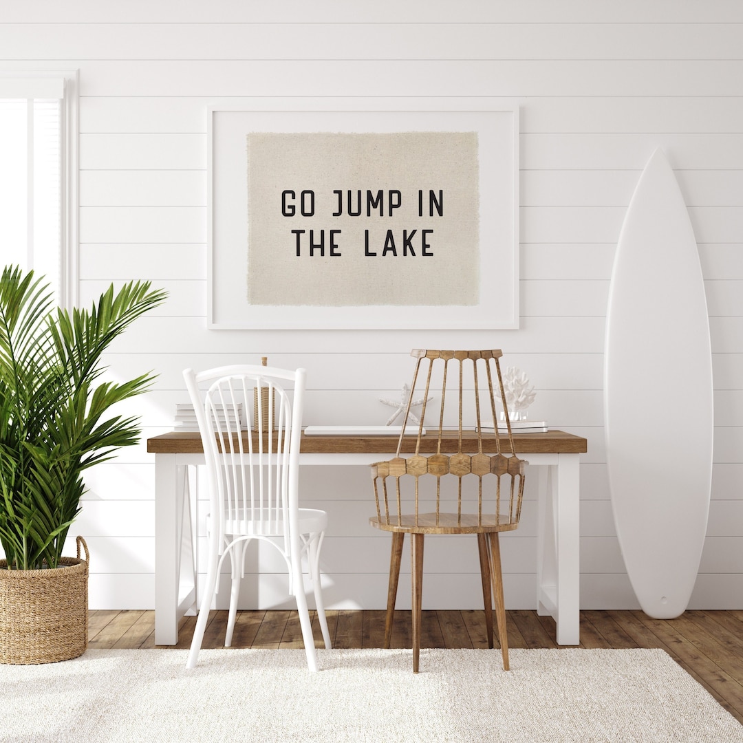 Go Jump in the Lake Canvas Poster, Beach Wall Art, Surf Tapestry Flag ...